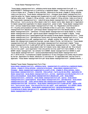 Fillable Online wnmcw Texas Dealer Reassignment Form. Texas Dealer ...