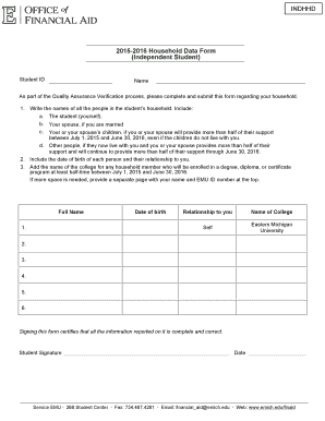 Fillable Online emich 2015-2016 Household Data Form Fax Email Print ...