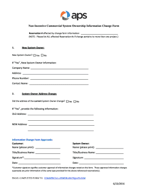 Fillable Online Non- Incentive Commercial Ownership Info Change Form 6.23.16 Fax Email Print ...