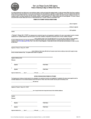 Fillable Online sloemsa Power of Attorney to Sign an Official Order ...