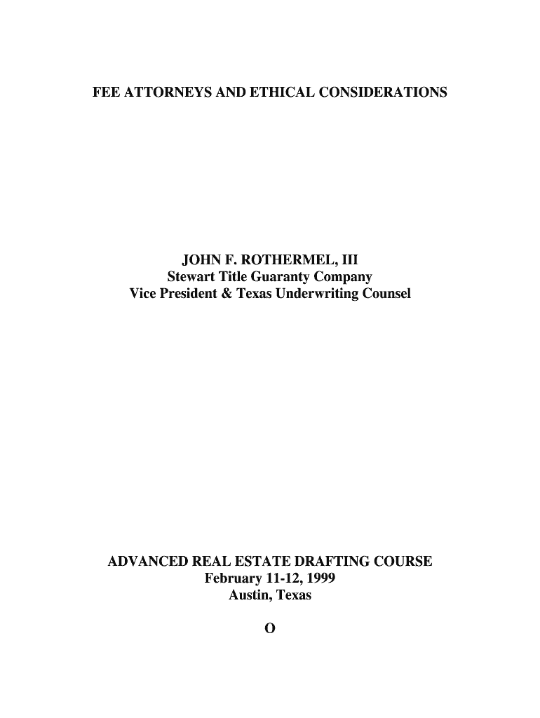 Fillable Online JOHN F. ROTHERMEL, III Stewart Title Guaranty Company ...