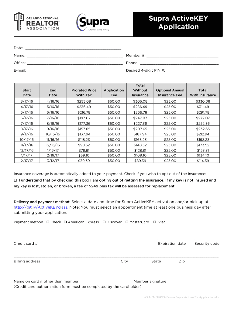 Fillable Online Supra ActiveKEY Application - c.ymcdn.com Fax Email Print - pdfFiller