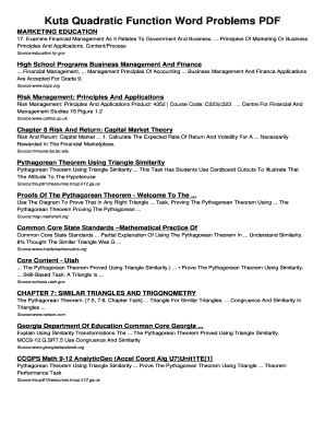 Fillable Online arwen libsu Kuta Quadratic Function Word Problems PDF ...
