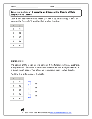 Fillable Online Constructing Linear, Quadratic, and Exponential Models of Data Lesson Fax Email ...