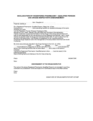 DECLARATION BY REGISTERED PHARMACIST / QUALIFIED PERSON - Fill and Sign ...