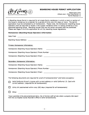 Fillable Online BOARDING HOUSE PERMIT APPLICATION Fax Email Print ...