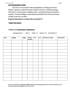 Fbi Expungement Form - Fill Online, Printable, Fillable, Blank | pdfFiller