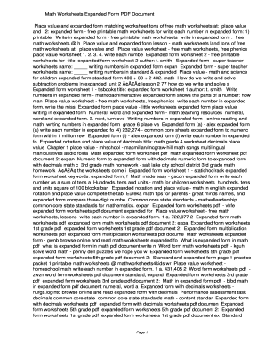 Fillable Online zwzn Math Worksheets Expanded Form PDF ...