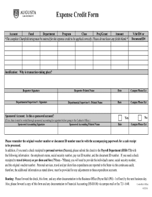 Fillable Online Expense Credit Form. Expense Credit Fax Email Print ...