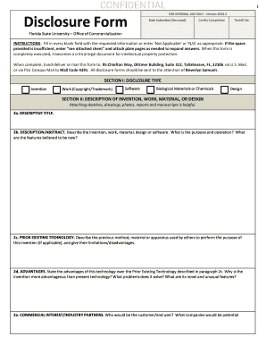 Fillable Online research fsu CONFIDENTIAL Disclosure Form - research ...