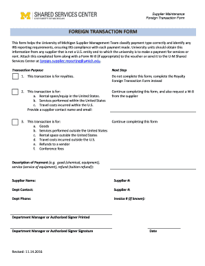 Fillable Online ssc umich Foreign Transaction Form Fax Email Print ...
