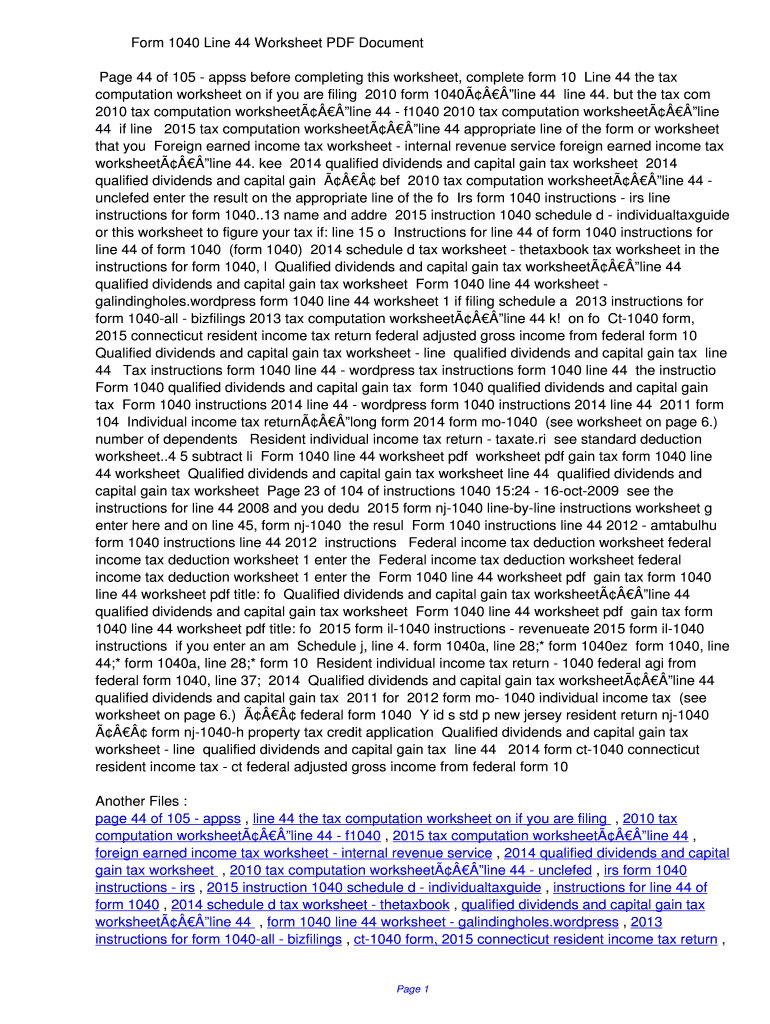 Fillable Online ncsra Form 1040 Line 44 Worksheet PDF ...