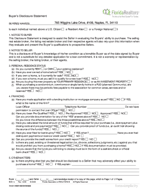 Fillable Online pu b5z Buyer 's Disclosure Statement - pu.b5z.net Fax ...