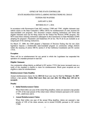 Fillable Online sco ca OFFICE OF THE STATE CONTROLLER STATE-MANDATED ...