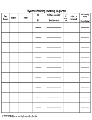 Fillable Online Plywood Incoming Inventory Log Sheet Fax Email Print ...