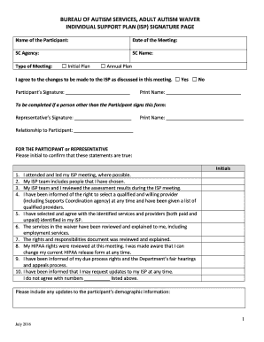 Fillable Online BUREAU OF AUTISM SERVICES, ADULT AUTISM WAIVER Fax Email Print - pdfFiller