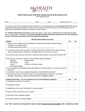 Fillable Online Adult Tuberculosis (TB) Risk Assessment and Screening ...