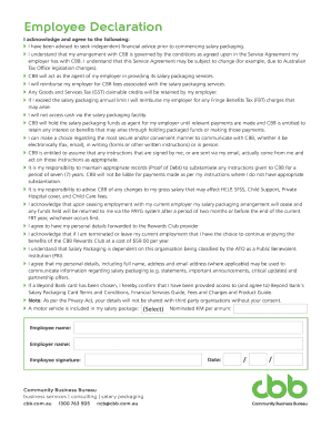 Fillable Online Employee Declaration Fax Email Print - pdfFiller