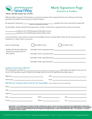 Fillable Online epa SmartWay Mark Signature Page. This EPA SmartWay Transport Partnership ...