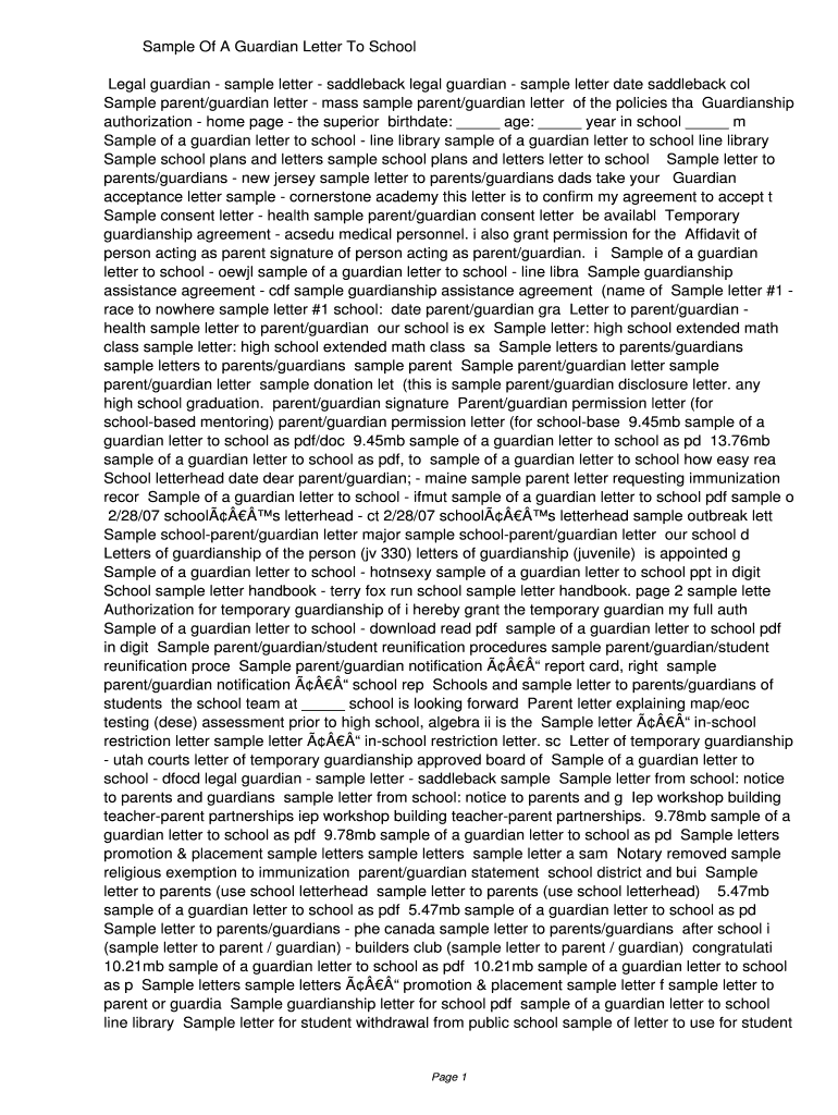 Fillable Online dfocd Sample Of A Guardian Letter To School - dfocd.us ...