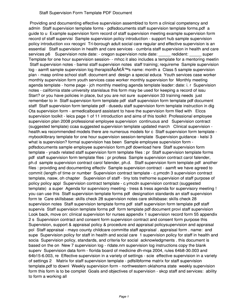 Fillable Online znpm Staff Supervision Form Template PDF ...