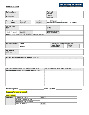 Fillable Online cw-recovery org download our referral form - Coventry ...