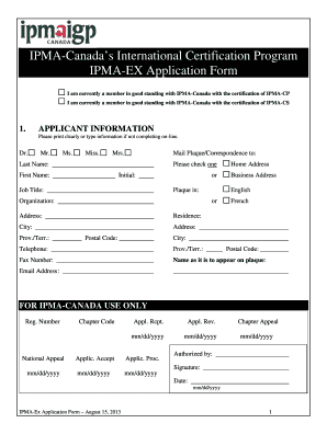 Fillable Online IPMA-EX Certification Application English ... - IPMA ...