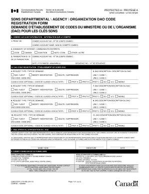 Fillable Online DEMANDE D TABLISSEMENT DE CODES DU MINIST RE OU DE L ORGANISME (DAO) POUR LES CL ...