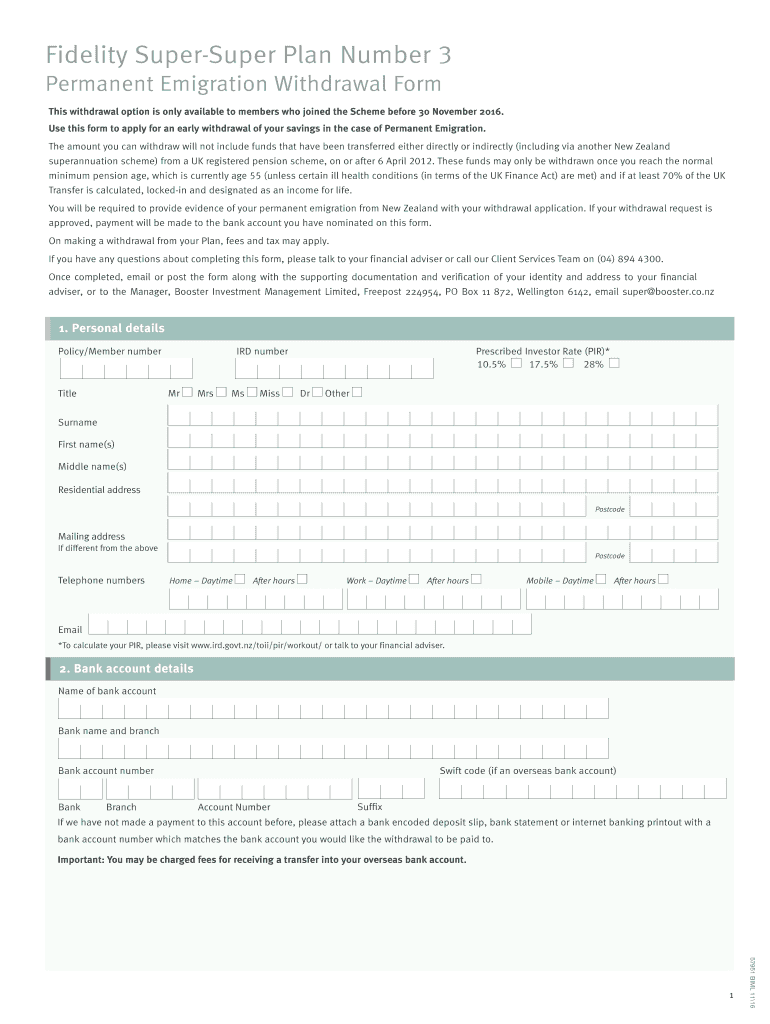 Fillable Online booster co Fidelity Super-Super Plan Number 3 - booster co Fax Email Print ...