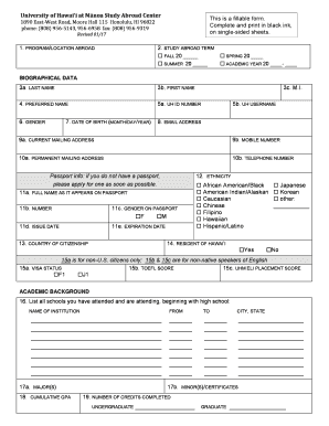 Fillable Online studyabroad hawaii University of Hawai i at M?noa Study ...