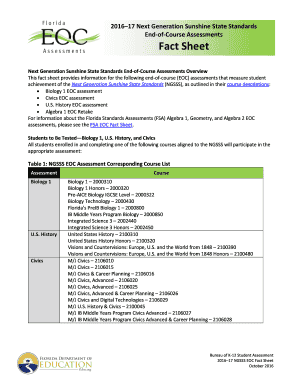 Fillable Online Next Generation Sunshine State Standards End-of-Course ...