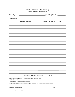 Fillable Online Donated Labor Services Worksheets.doc Fax Email Print ...