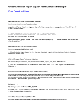 Fillable Online Officer Evaluation Report Support Form Examples Bullets ...