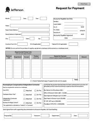 Fillable Online jefferson Request for Payment - Jefferson Fax Email ...