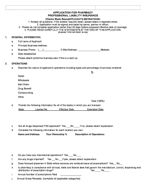 Fillable Online (Claims Made Basis)APPLICANT S INSTRUCTIONS: Fax Email ...