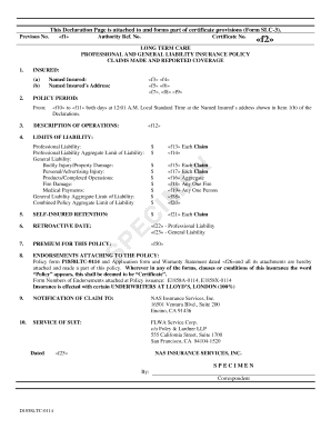 Fillable Online This Declaration Page is attached to and forms part of ...