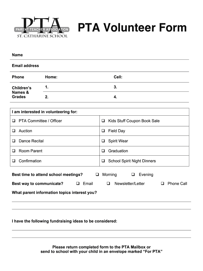 Texas Pta Plan Of Work Template Blank