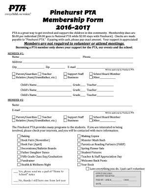 Fillable Online PTA Membership Form - frontier.wnyric.org Fax Email ...