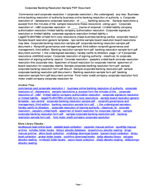 Fillable Online ycet Corporate Banking Resolution Sample PDF ...