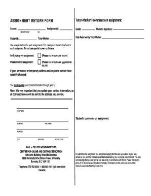 Fillable Online ASSIGNMENT RETURN FORM Fax Email Print - pdfFiller