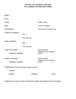 Fillable Online T2 CAREER COUNSELING FORM Fax Email Print - pdfFiller