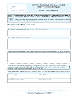 Fillable Online caa OBRAZAC ZA PRIJAVU DOGA?AJA KOJI SE - caa.me Fax ...