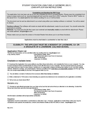 Fillable Online selfloans SELF Application and Instructions 3-11 Fax ...