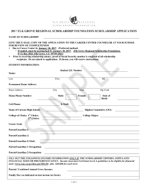 Fillable Online egcommunityfoundation to download Sample Application - Elk Grove Regional ...
