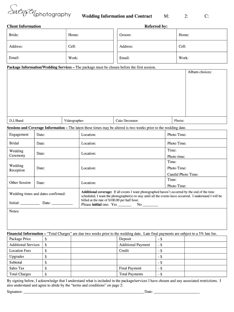 Fillable Online wedding contract - format to type in info Fax Email ...