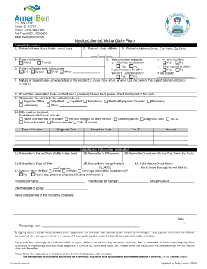 Fillable Online Medical, Dental, Vision Claim Form - nsbsd.org Fax ...