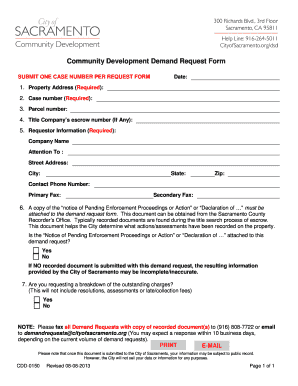 Fillable Online cityofsacramento Community Development Demand Request ...