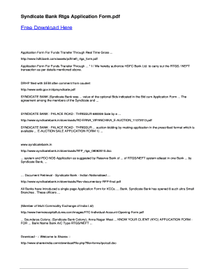 Fillable Online Syndicate Bank Rtgs Application Form - pdfsdocuments2 ...