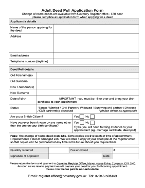 Fillable Online Adult Deed Poll Application Form NEW.docx Fax Email Print - pdfFiller