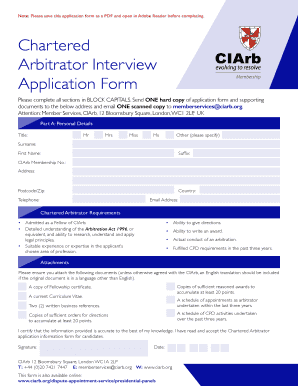 Fillable Online Chartered Arbitrator Interview Application Form ...